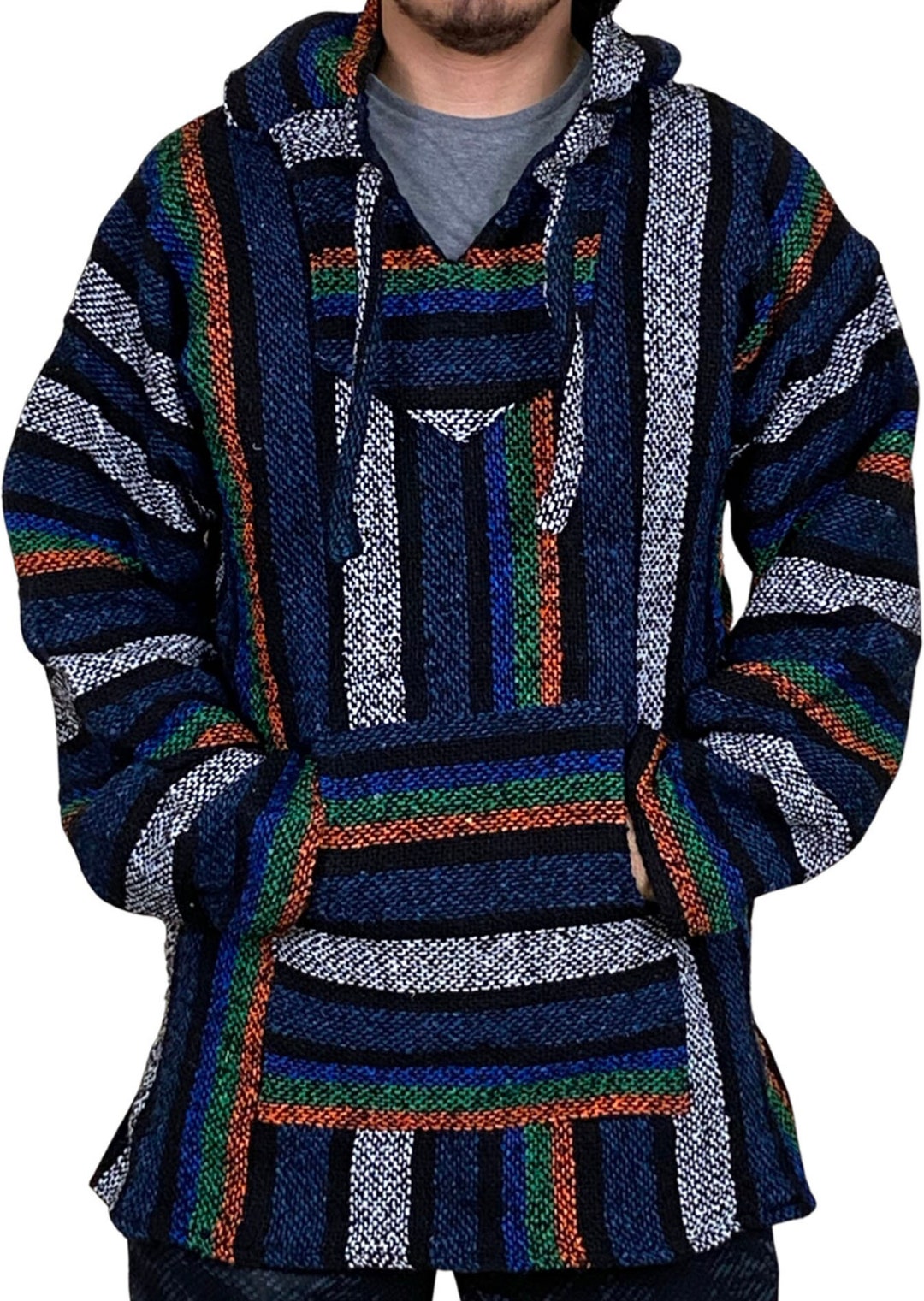 Mexican Baja Hoodie Multicolor Surfer Skater Drug Rug Jacket Unisex ...