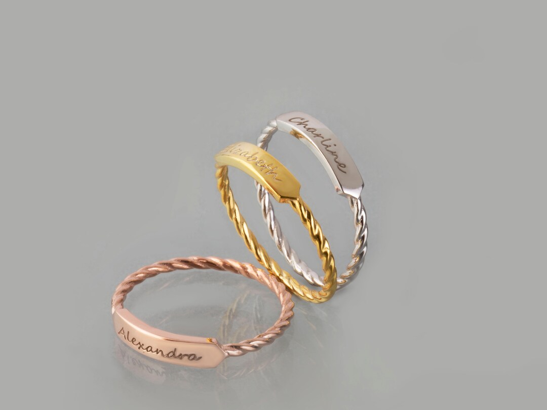 Twist Name Ring Personalized Bar Ring Custom Name Jewelry - Etsy