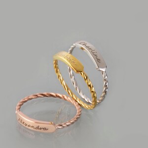 Twist Name Ring Personalized Bar Ring Custom Name Jewelry - Etsy