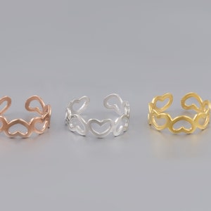 Solid Gold Toe Ring,multiple Hearts Toe Ring,midi & Pinky Ring,9k or ...