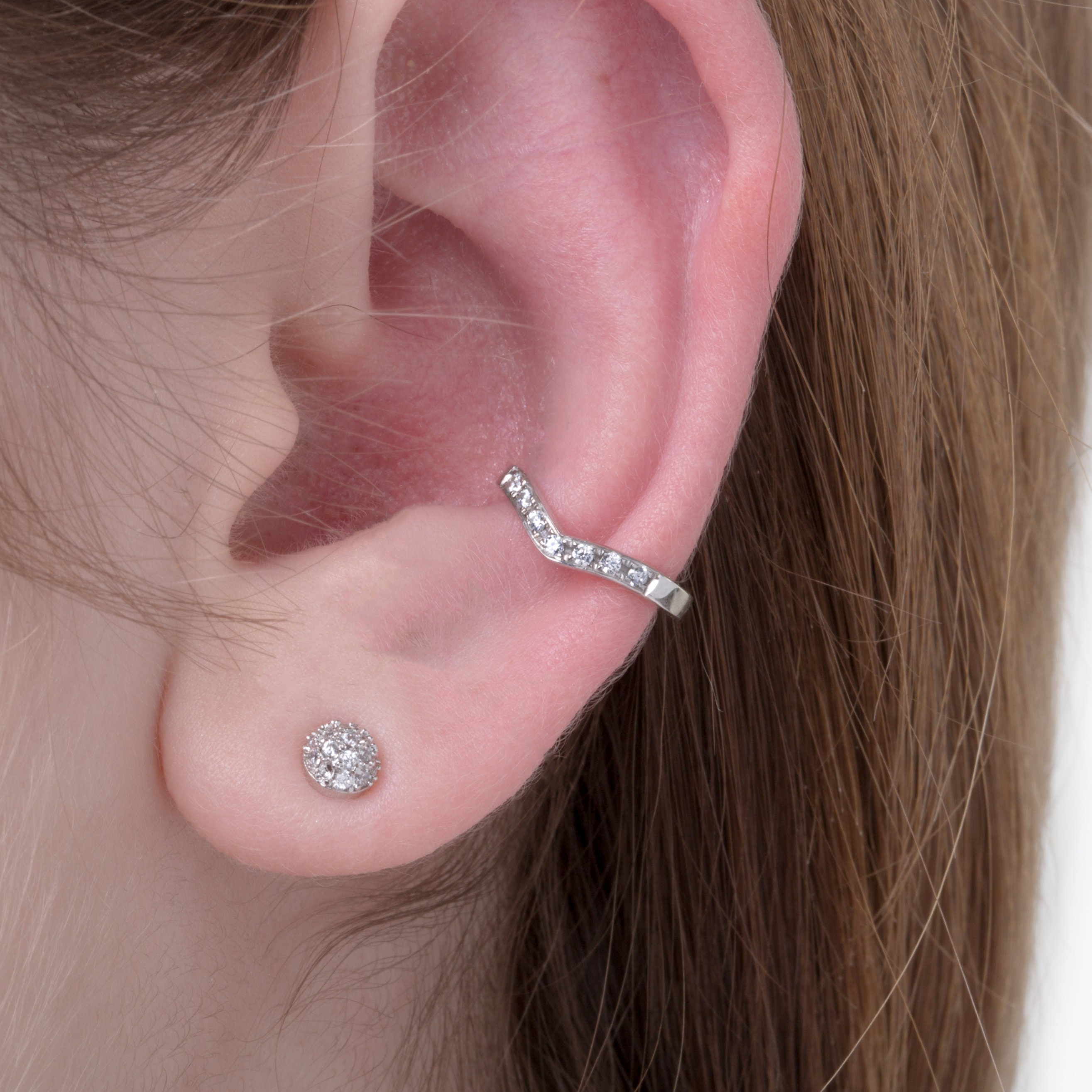 Solid Gold Ear Cuff RingChevron Ear CuffCZ Pave Ear Cuff 9k | Etsy