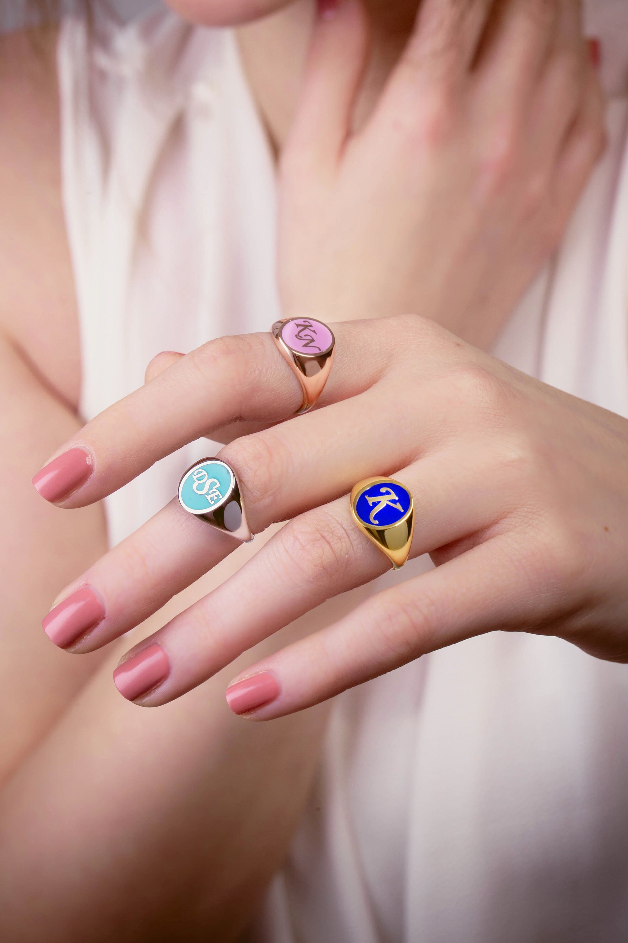 Enamel Signet Ring Oval Signet Ring Signet Monogram Ring | Etsy