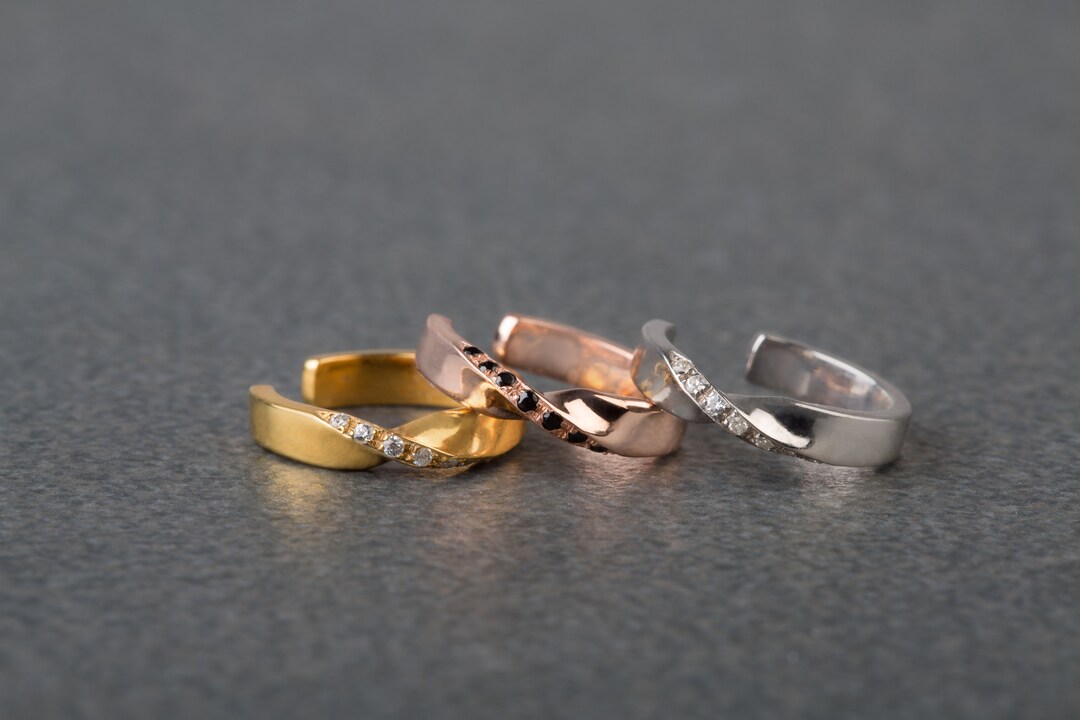 Solid Gold Ear Cuff Ring,mobius Ear Cuff,cz Pave Ear Cuff, 9k 14k Gold ...