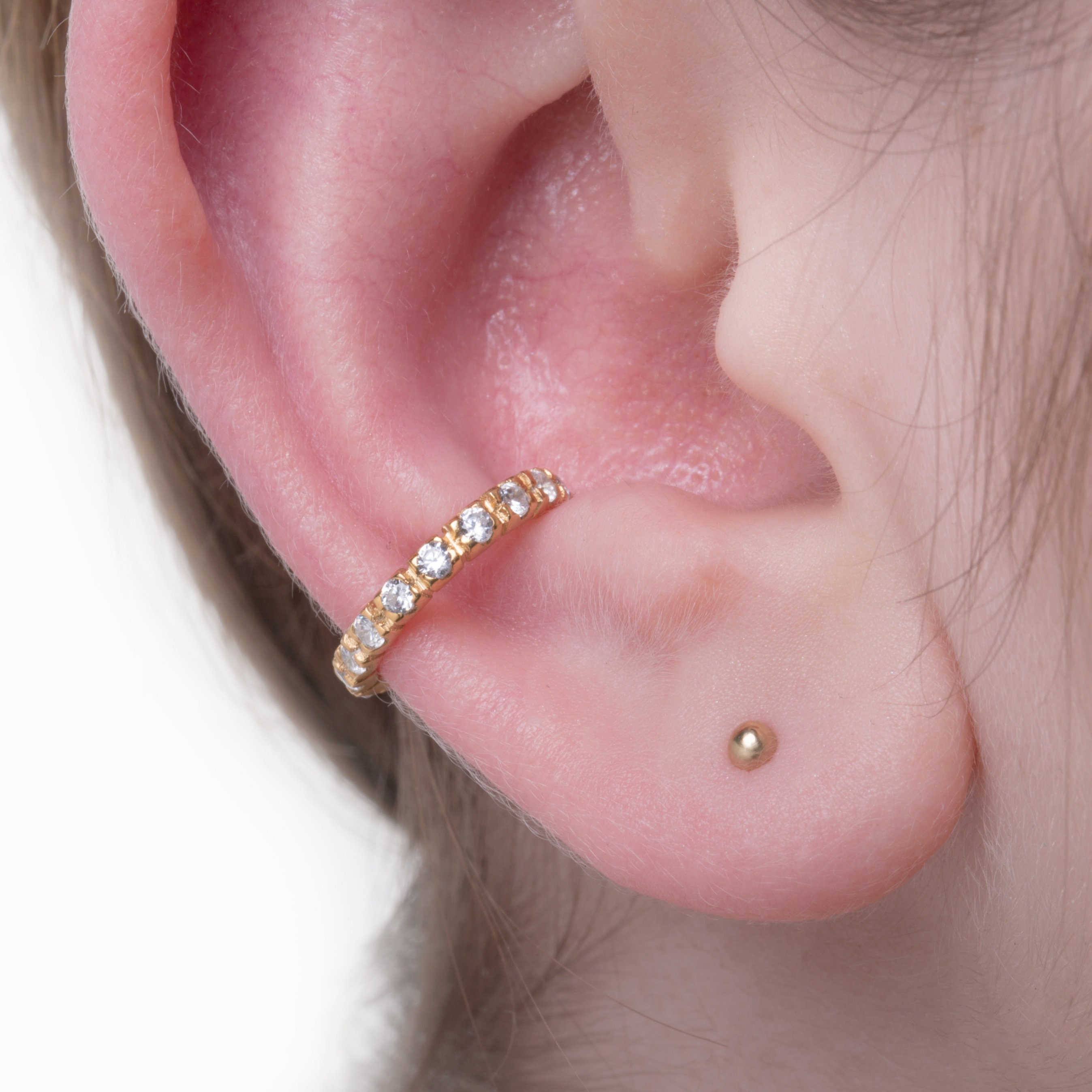Solid Gold Ear Cuff Ringcz Pave Ear Cuff 9k 14k Gold Ear | Etsy