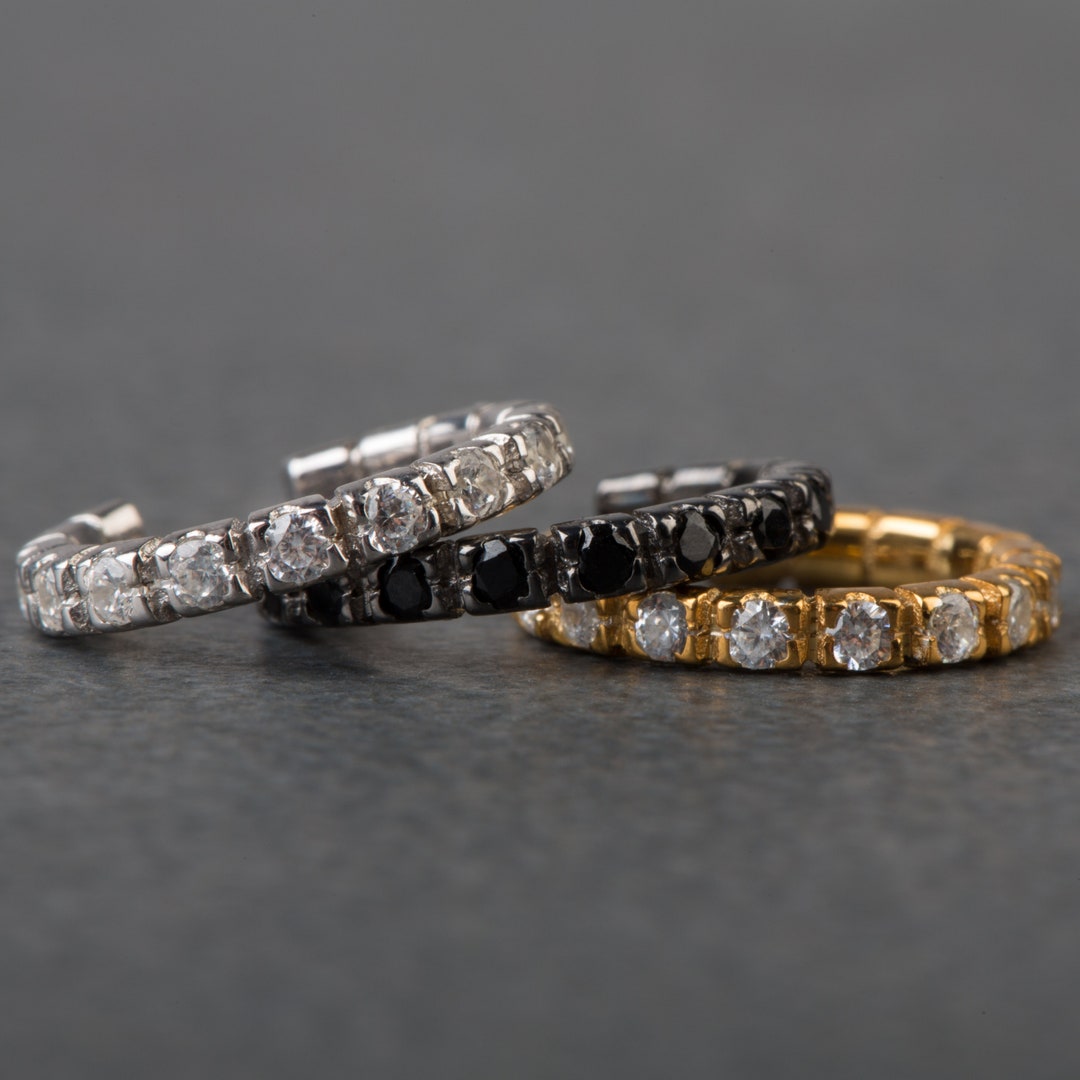 Solid Gold Ear Cuff Ring,cz Pave Ear Cuff, 9k 14k Gold Ear Cuffs, Non ...