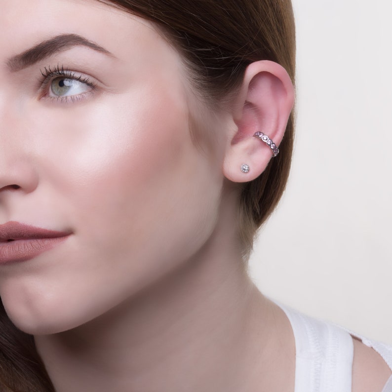 Solid Gold Ear Cuff CZ Pave Ear Cuff Solid Gold 9k or 14k | Etsy