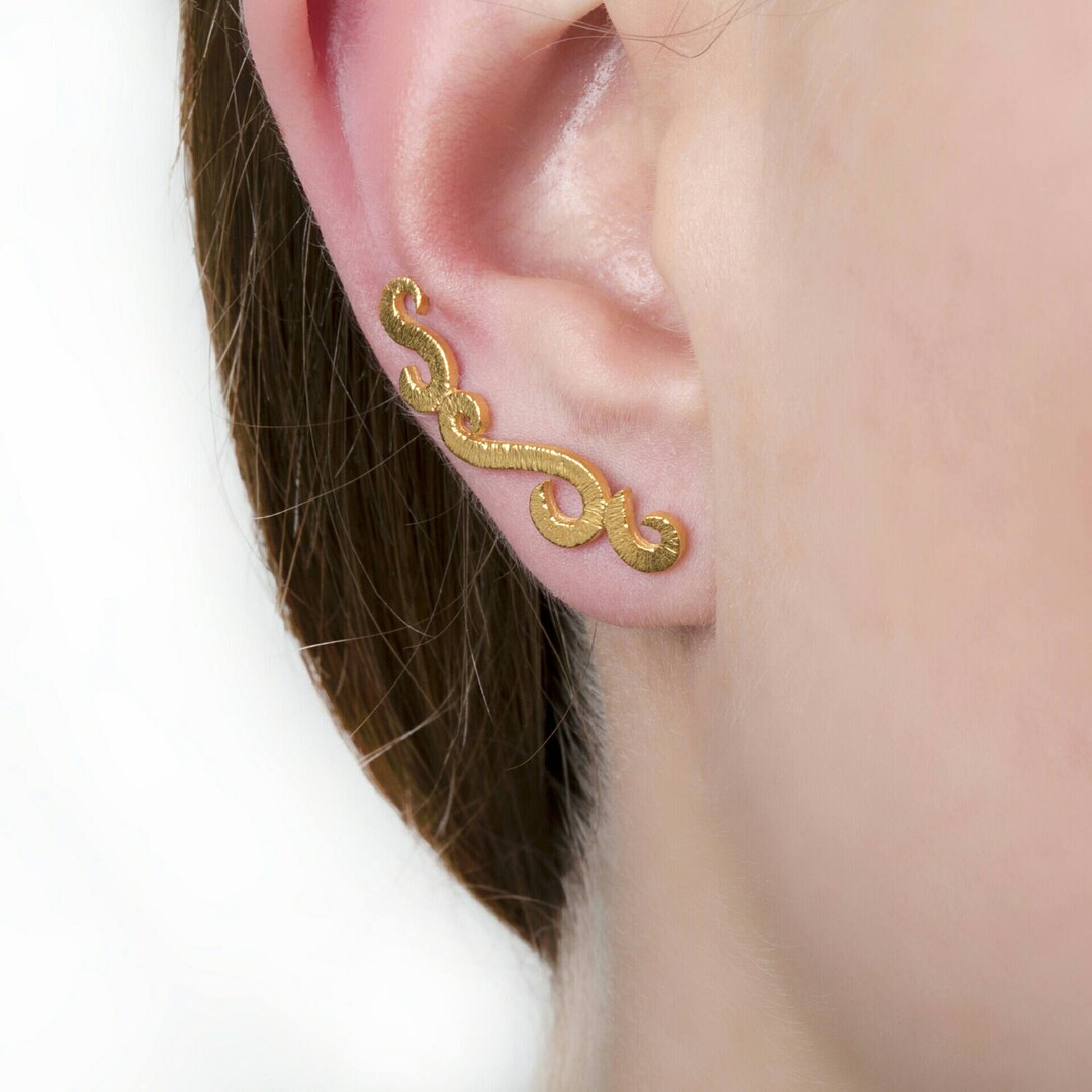 Whirl Ear Climbers,ear Cuff Earring,925 Sterling Silver,statement ...