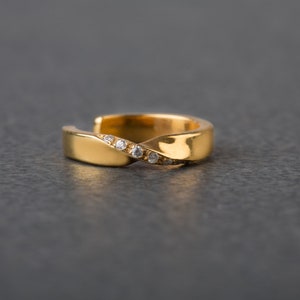 Solid Gold Ear Cuff Ring,mobius Ear Cuff,cz Pave Ear Cuff, 9k 14k Gold ...