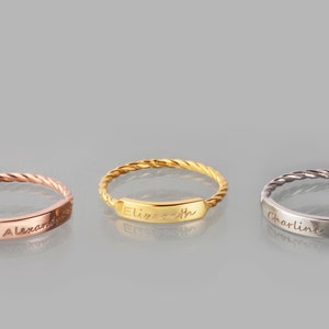 Twist Name Ring Personalized Bar Ring Custom Name Jewelry - Etsy