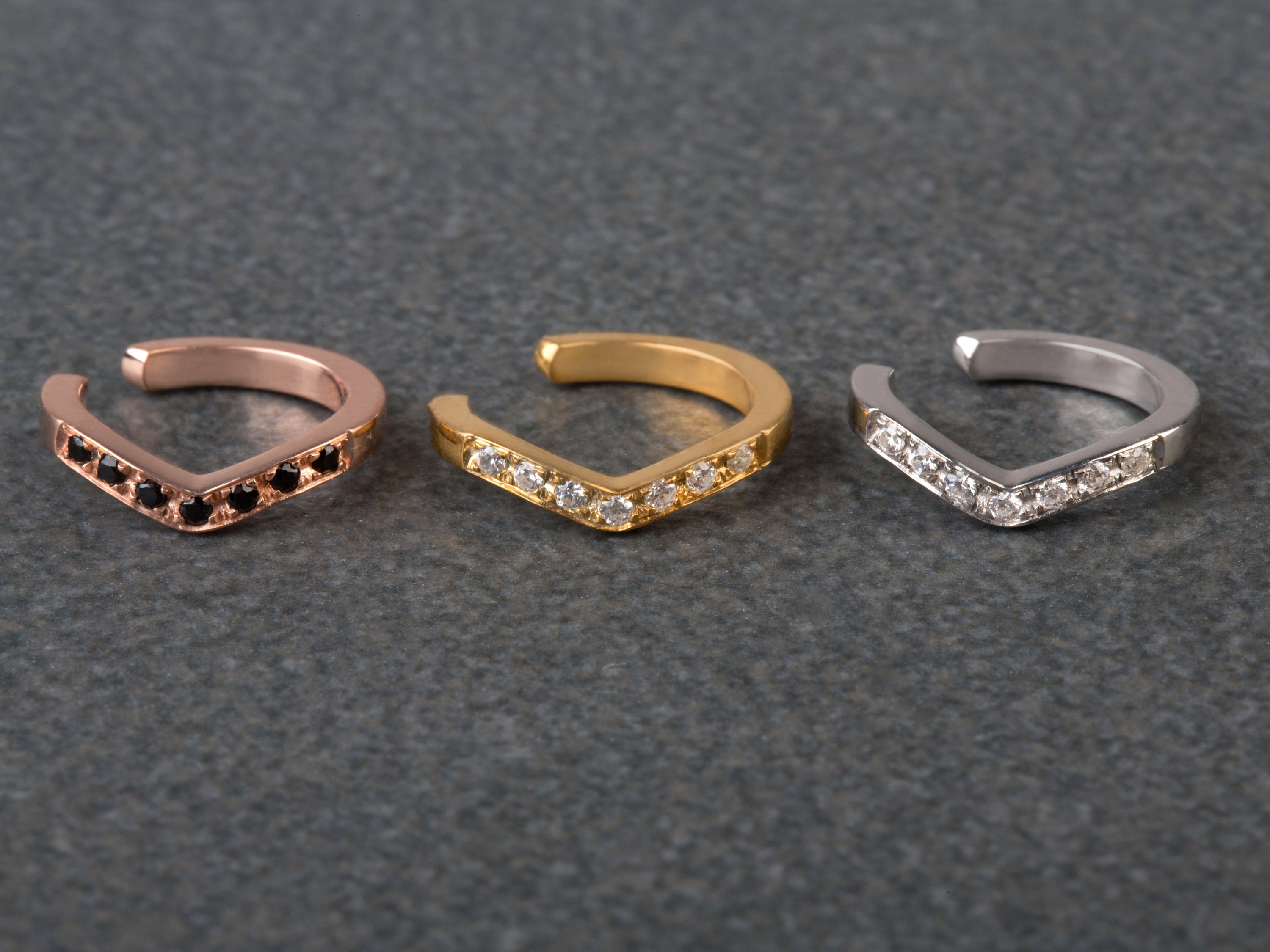 Solid Gold Ear Cuff RingChevron Ear CuffCZ Pave Ear Cuff 9k | Etsy