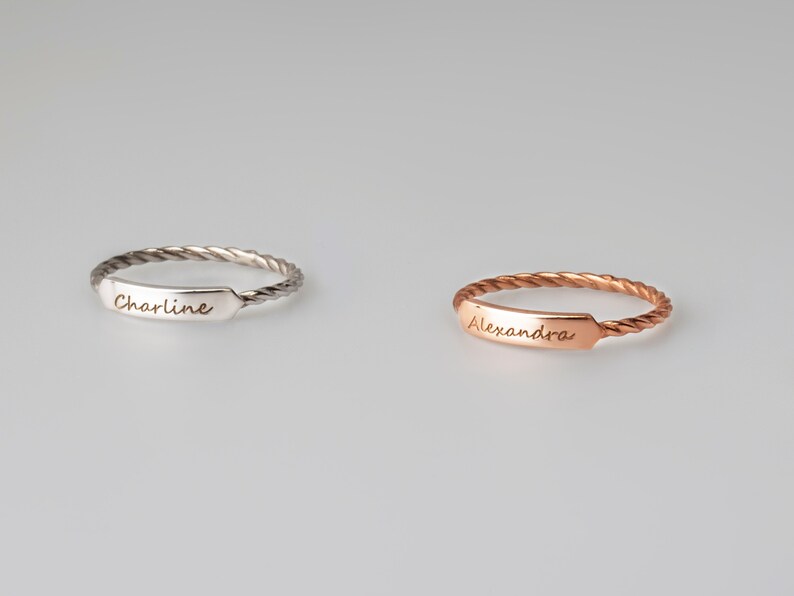 Twist Name Ring Personalized Bar Ring Custom Name Jewelry - Etsy
