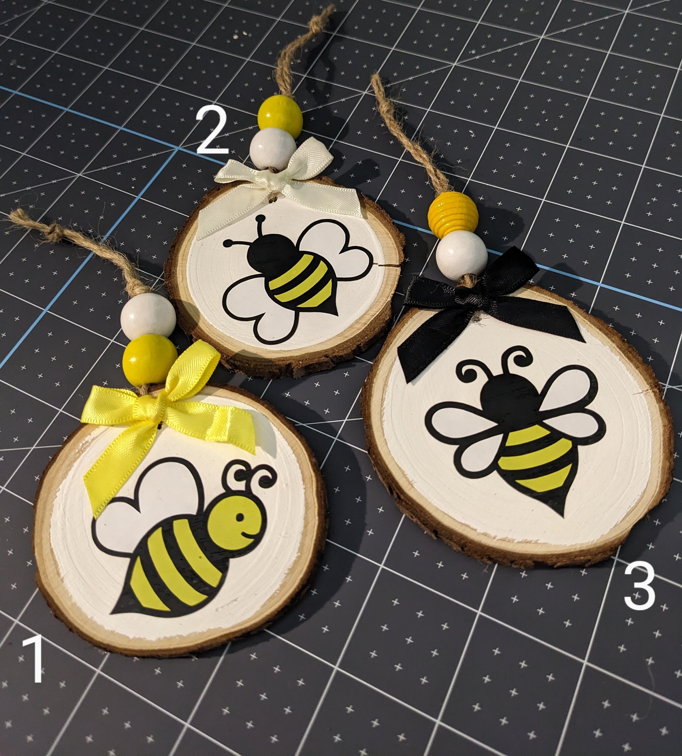 Bee Ornament Spring Bee Decor Mini Wood Slice Handmade - Etsy