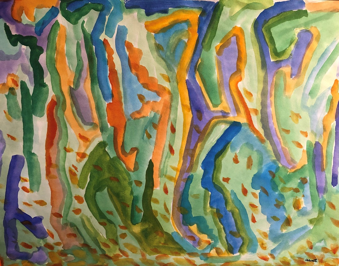 EXUBERANT PASTORAL Watercolor Painting on Paper, Contemporary, Bold ...