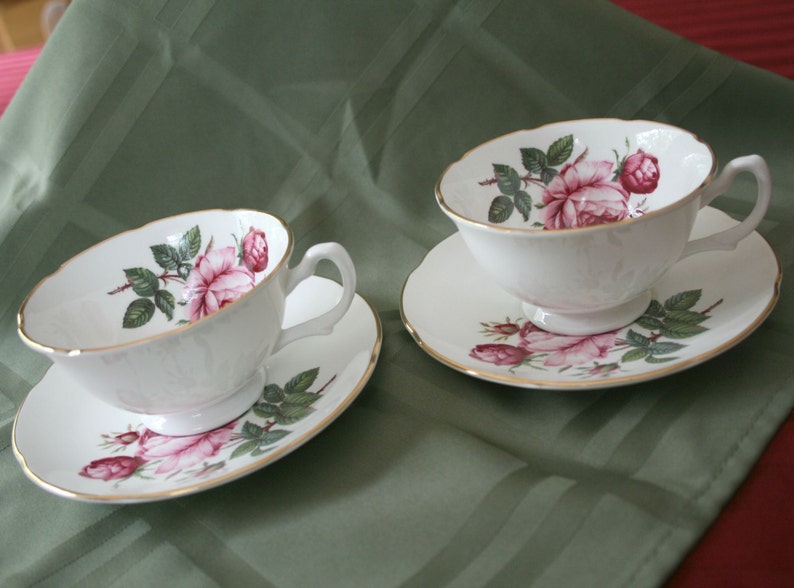 Royal Grafton Fine Bone China, Rose Pattern, Set of 2 Cups and Saucers ...