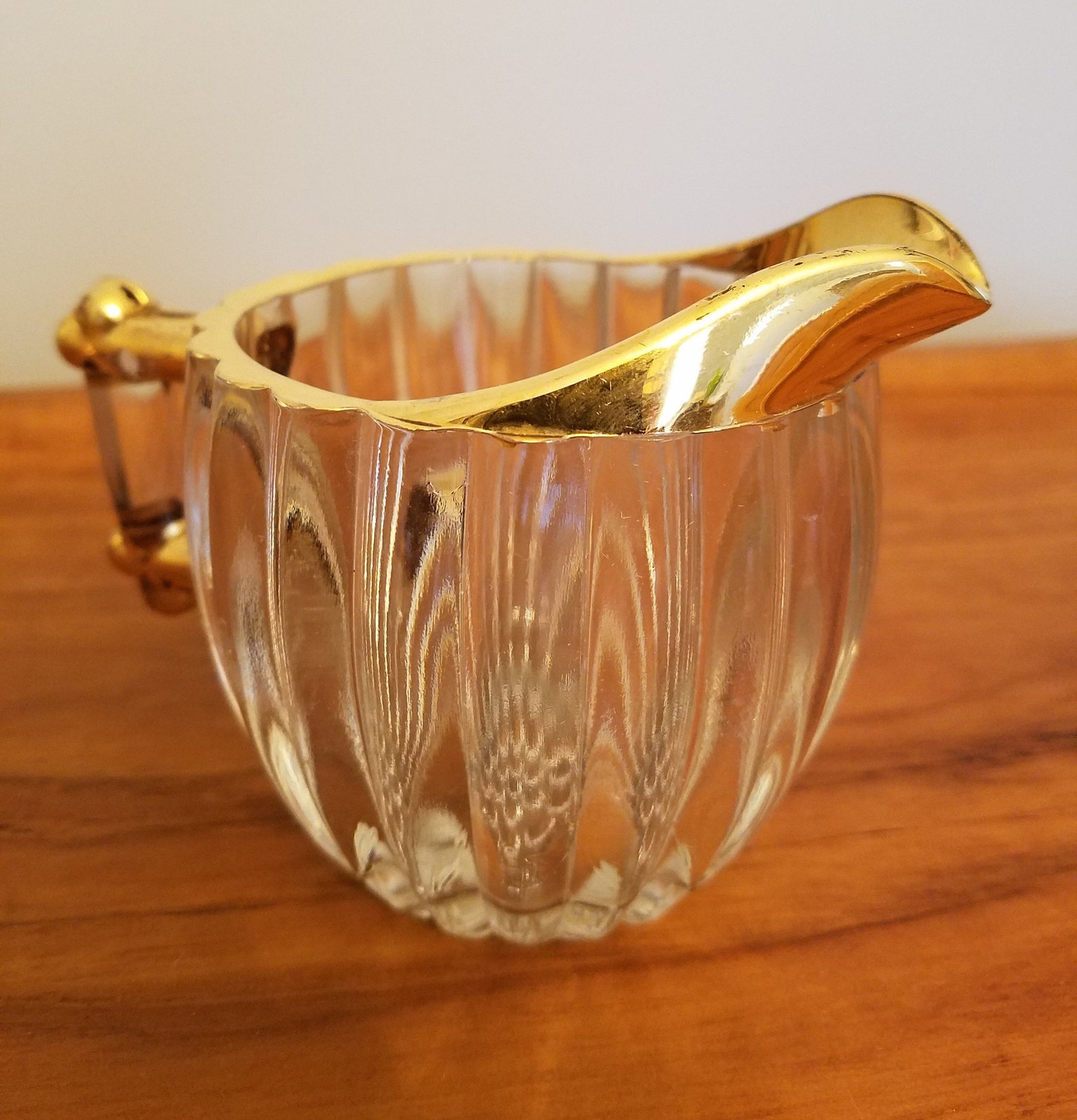 Jeannette Glass Gold Rimmed Sugar and Cream Set Pressed - Etsy