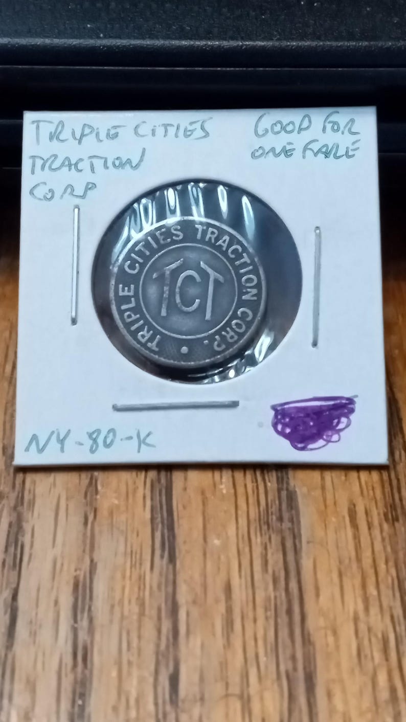Triple Cities Traction Corp. Good for One Fare Token NY-80-K 1944 Steel ...