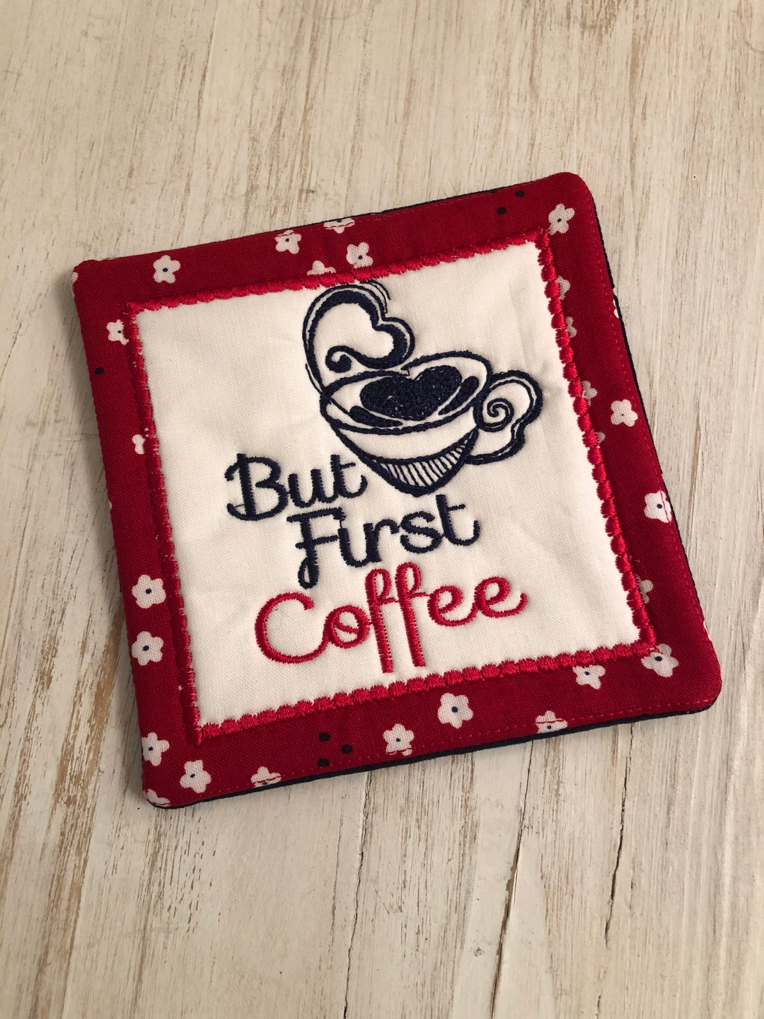 NEW! Set of 2 Square Fabric Coasters Coffee Lovers Coaster,gift."but ...