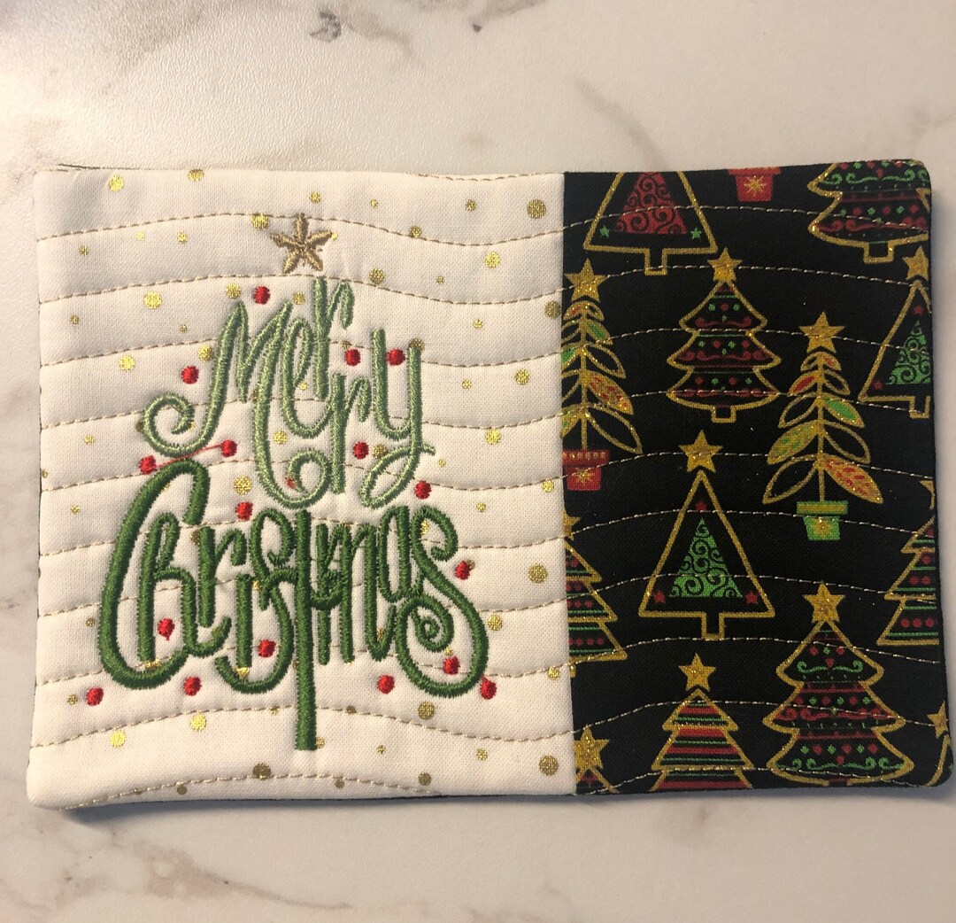 Merry Christmas Mug Rugs, black Accent Coasters,gift,holiday Gift ...