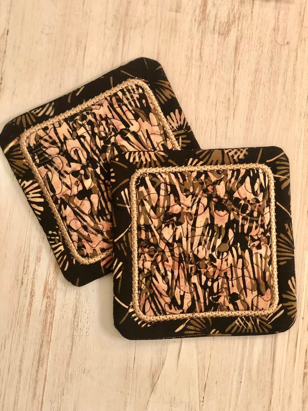 NEW! Set of Two Square Fabric Coaster Quilted and Made With Batik ...