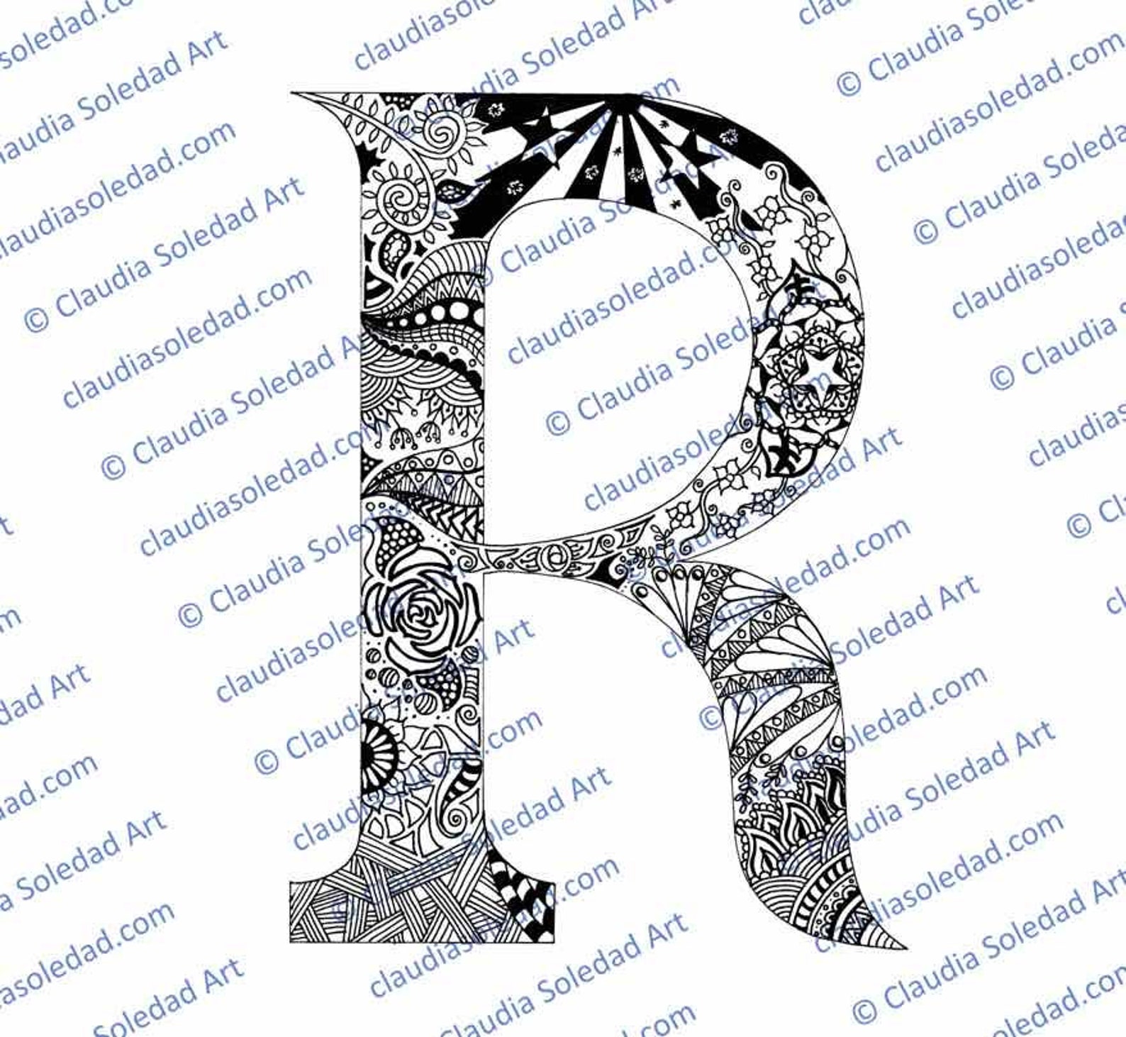 Letra R con Mandalas para colorear imprimible | Etsy