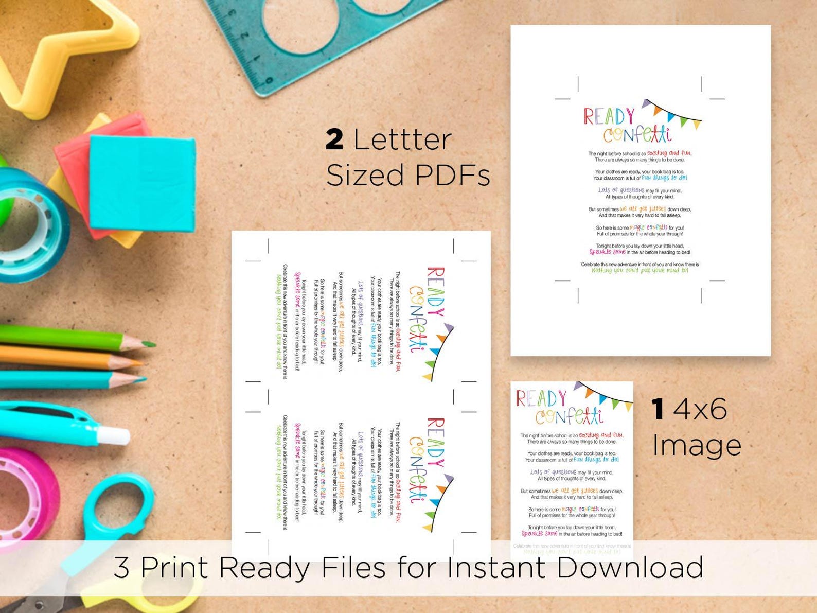 Back to School Ready Confetti Printable | First Day of School Tag ...