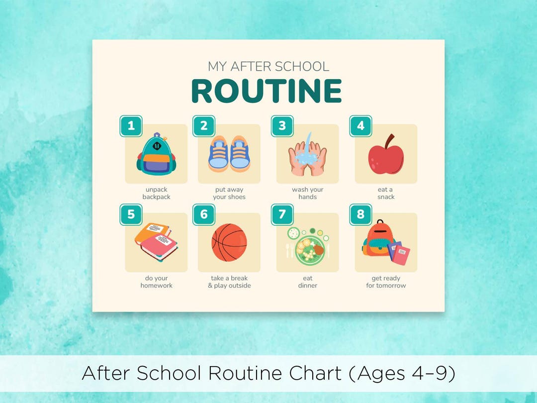 After School Routine Chart for Kids, Printable Visual Daily Schedule ...