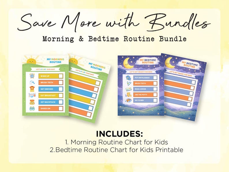 Morning Routine Chart for Kids, Printable Visual Daily Schedule ...