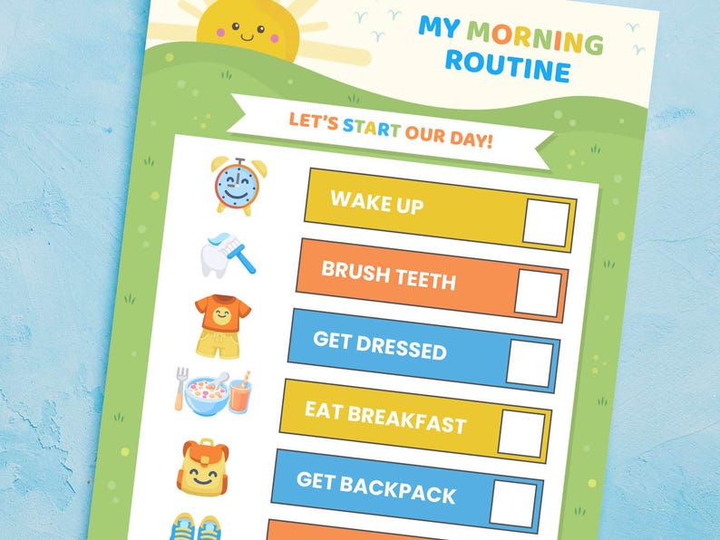 Morning Routine Chart for Kids, Printable Visual Daily Schedule ...