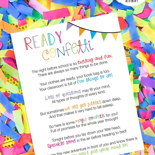 EDITABLE Back to School Ready Confetti Printable Night Before - Etsy