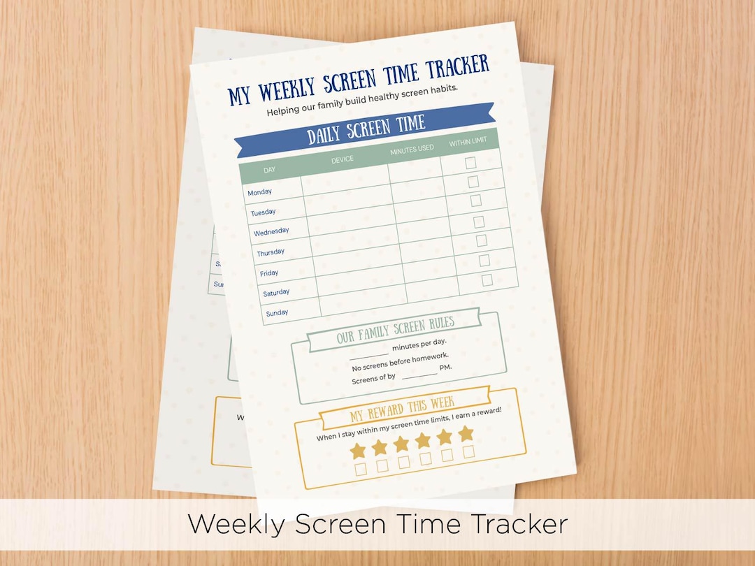Weekly Screen Time Tracker for Kids | Family Screen Rules Chart ...