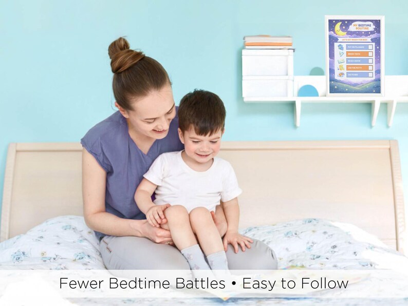 Bedtime Routine Chart for Kids, Visual Sleep Schedule Printable ...