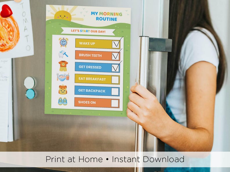 Morning Routine Chart for Kids, Printable Visual Daily Schedule ...