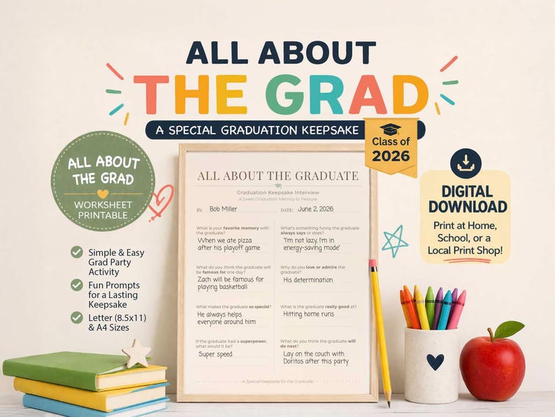 All About the Graduate Printable | Graduation Interview Worksheet ...