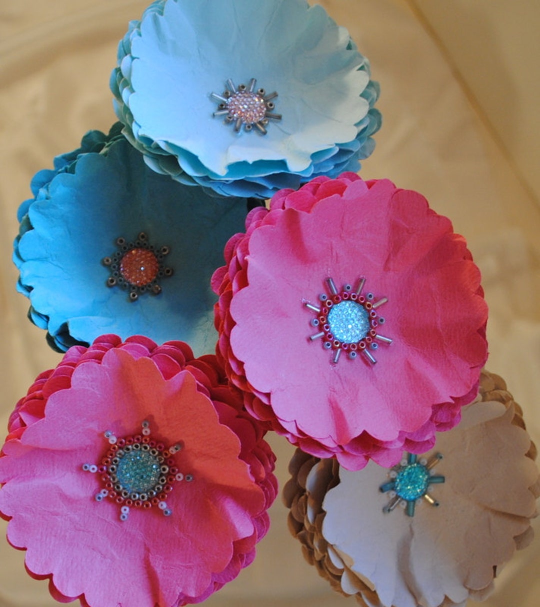 Ex-large Paper and Jewel Flower Stems Beaded Paper Flowers - Etsy