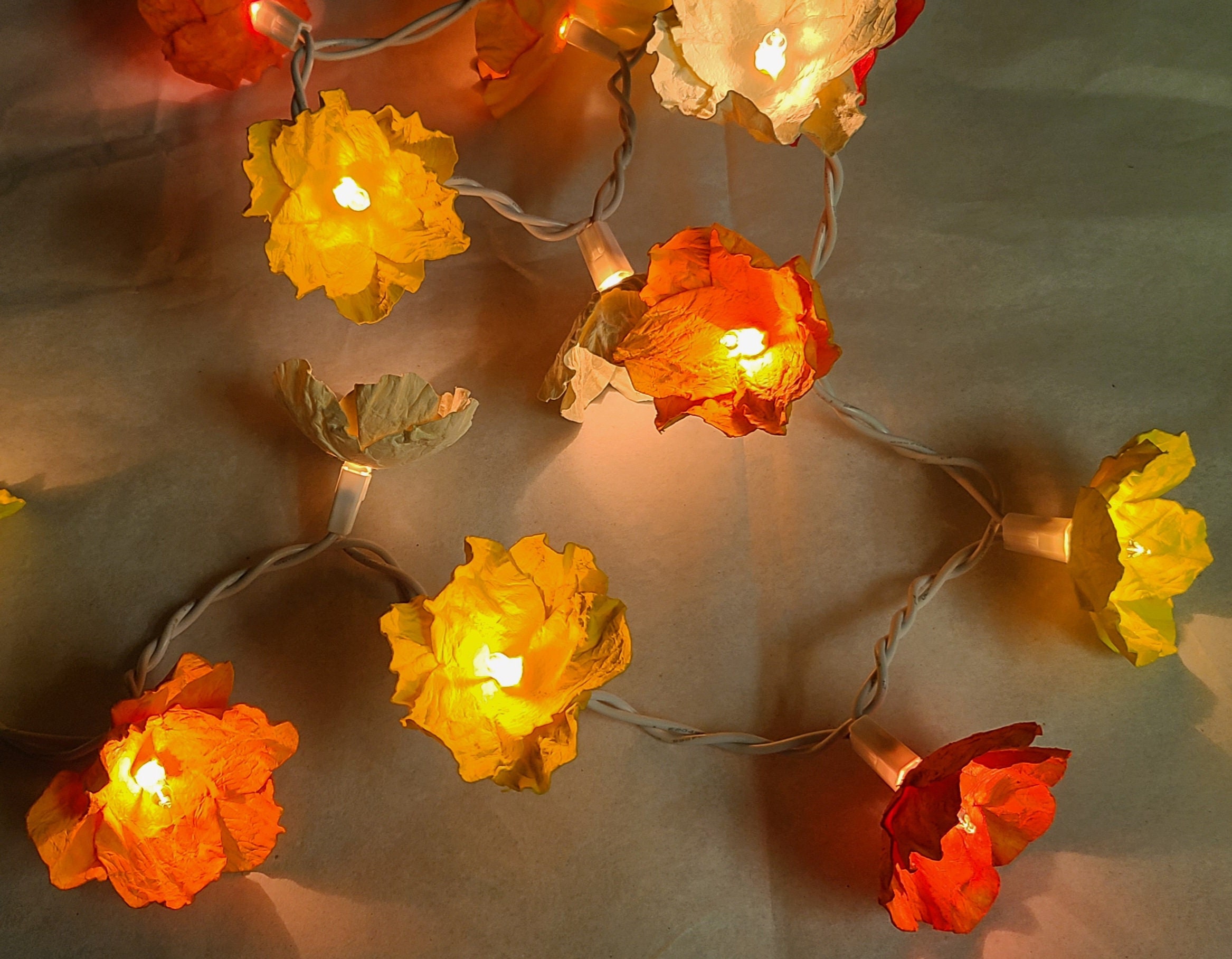 Twinkle Light Flowers Paper Flower String Lights Handmade - Etsy