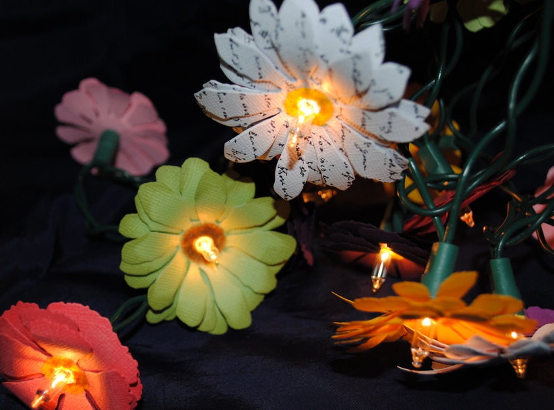 Twinkle Light Flowers Paper Daisy String Lights Handmade - Etsy