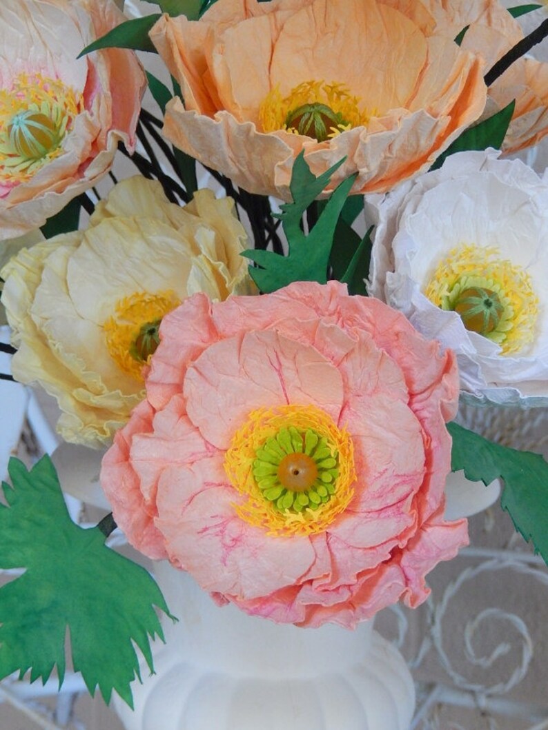 Paper Poppy Arrangement Icelandic Poppies Paper Flowers - Etsy