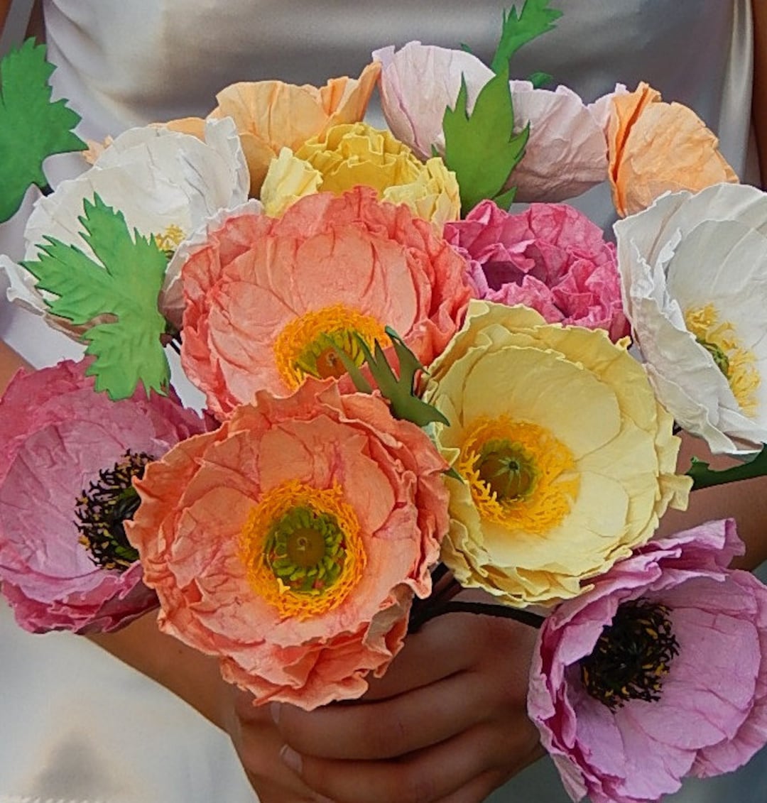 Paper Poppy Wedding Bouquet Icelandic Poppies Wedding - Etsy