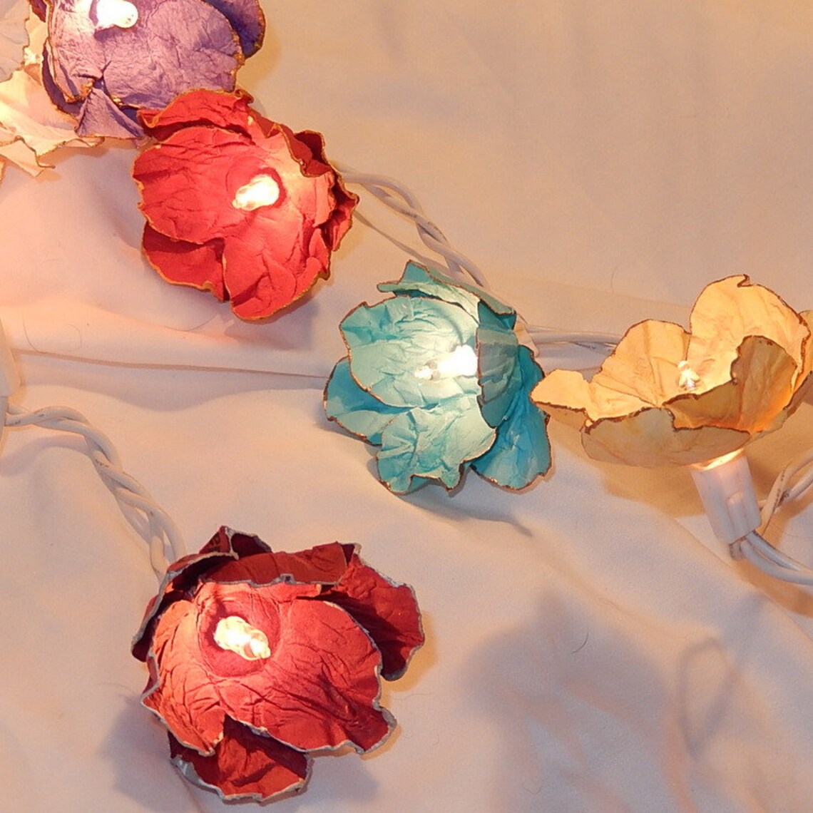 String Light Flowers Leafing Accent Paper Flower Twinkle | Etsy