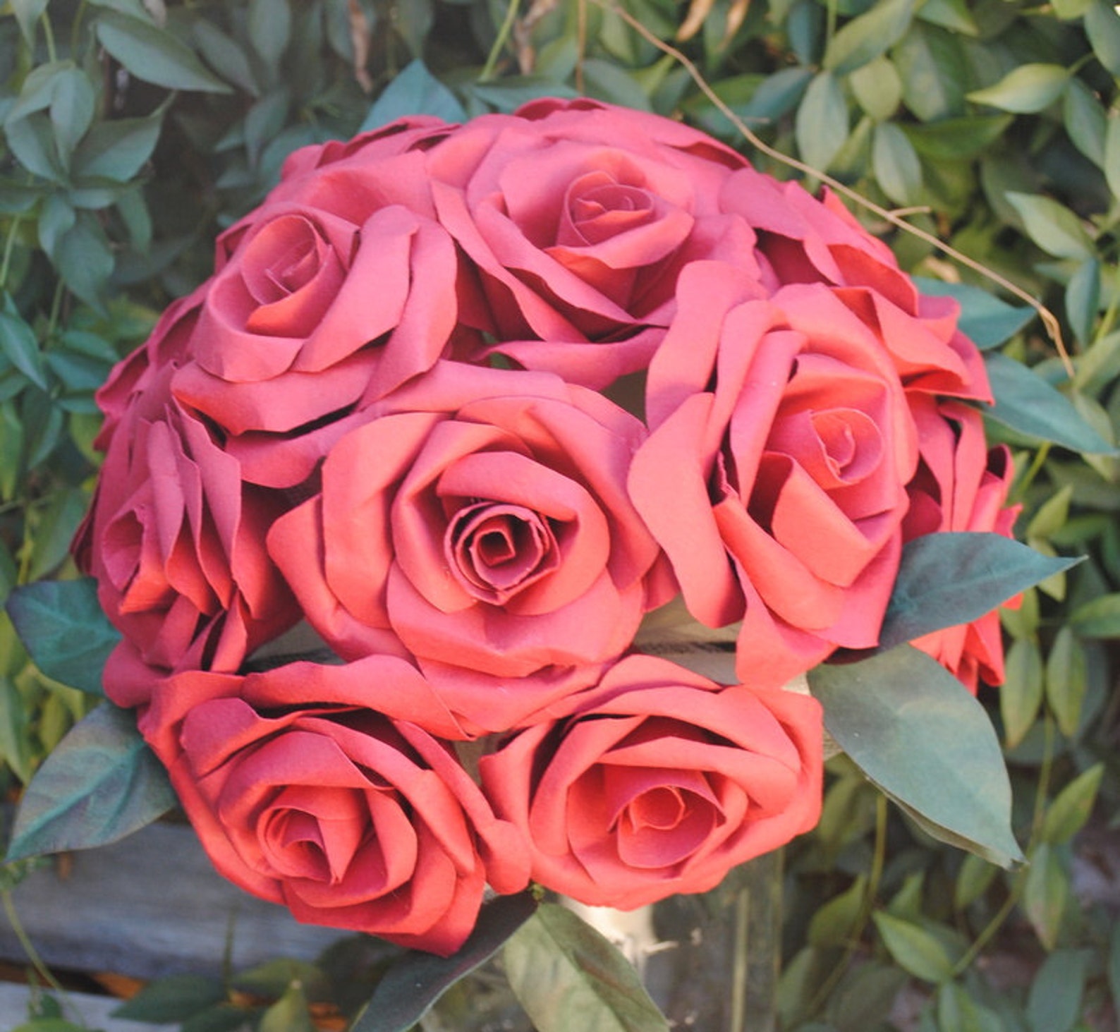 Paper Roses Wedding Bouquet Red Flowers Paper Bridal - Etsy