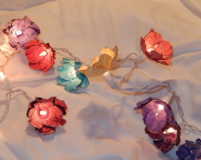 String Light Flowers - Leafing Accent Paper Flower Twinkle Lights ...
