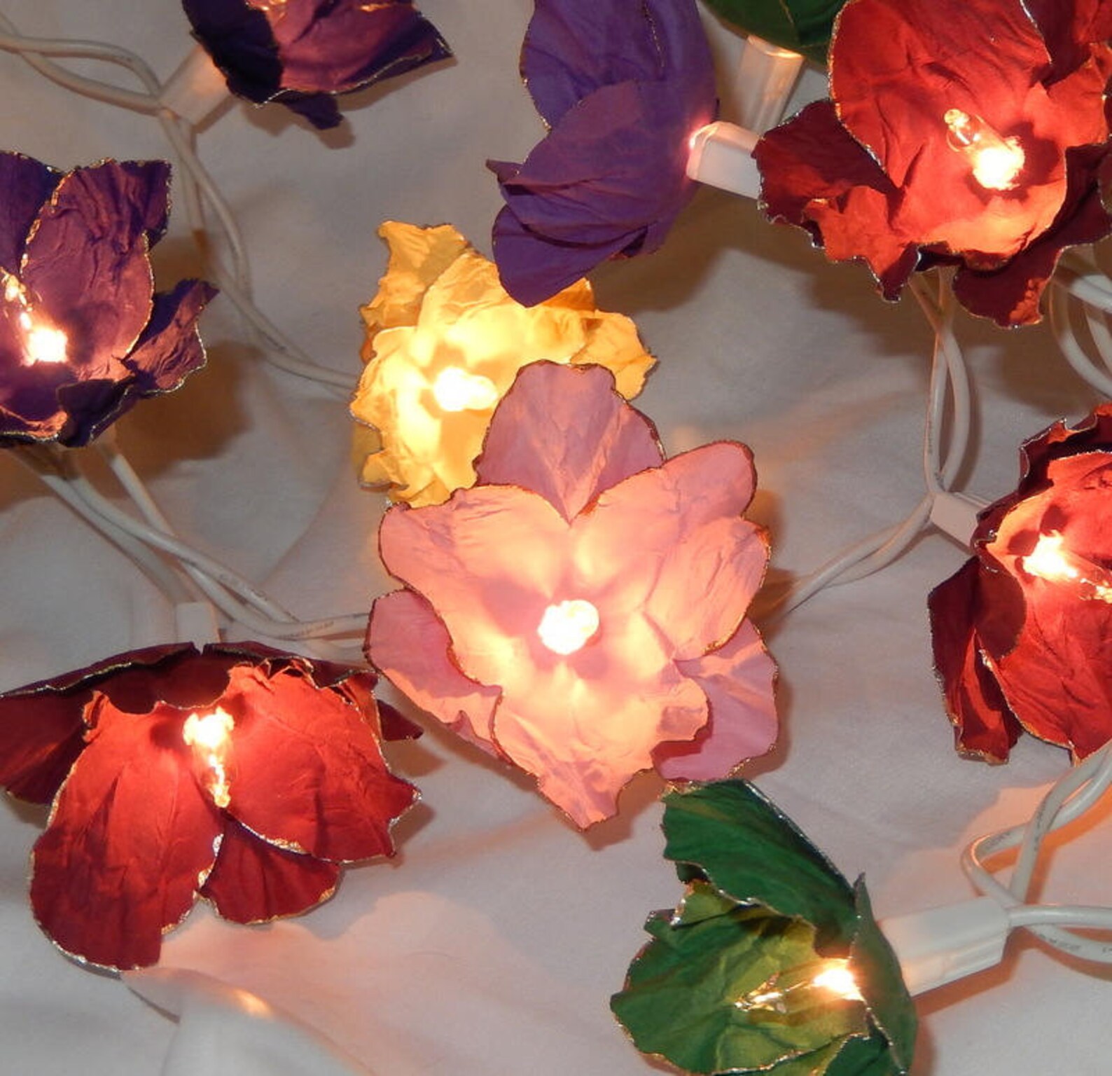 String Light Flowers Leafing Accent Paper Flower Twinkle | Etsy