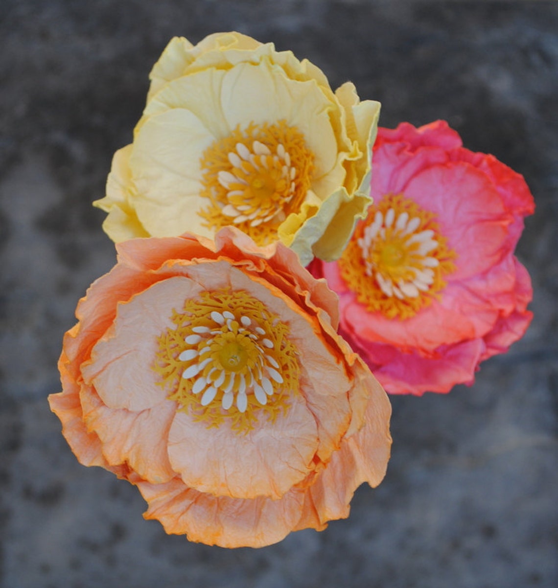 Individual Paper Poppy Stem Orange and Yellow Poppies - Etsy