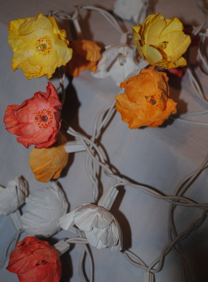 Twinkle Light Flowers Paper Flower String Lights Handmade | Etsy