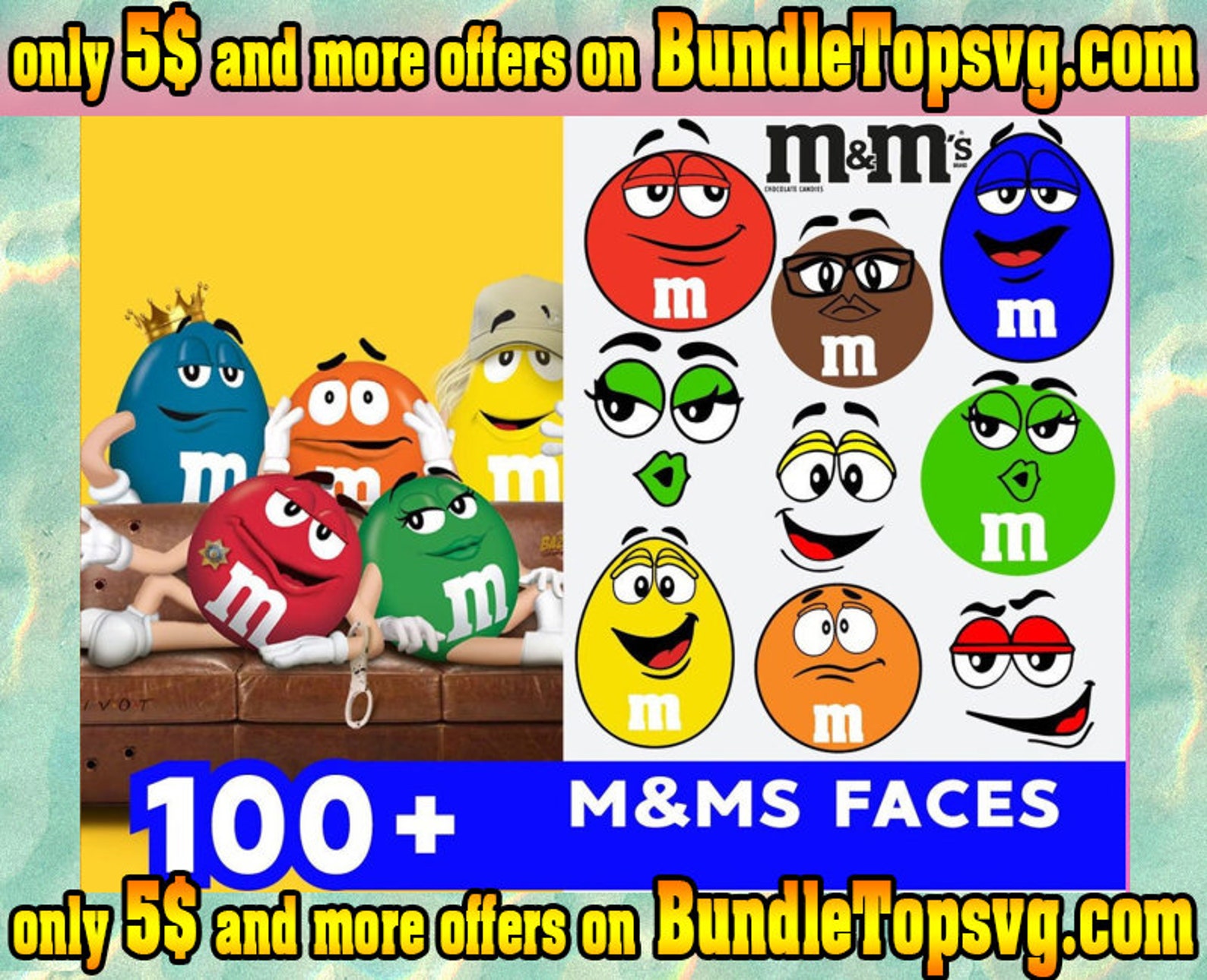 100 MMS Faces Svg Bundle M&MS Svg Chocolate Svg | Etsy