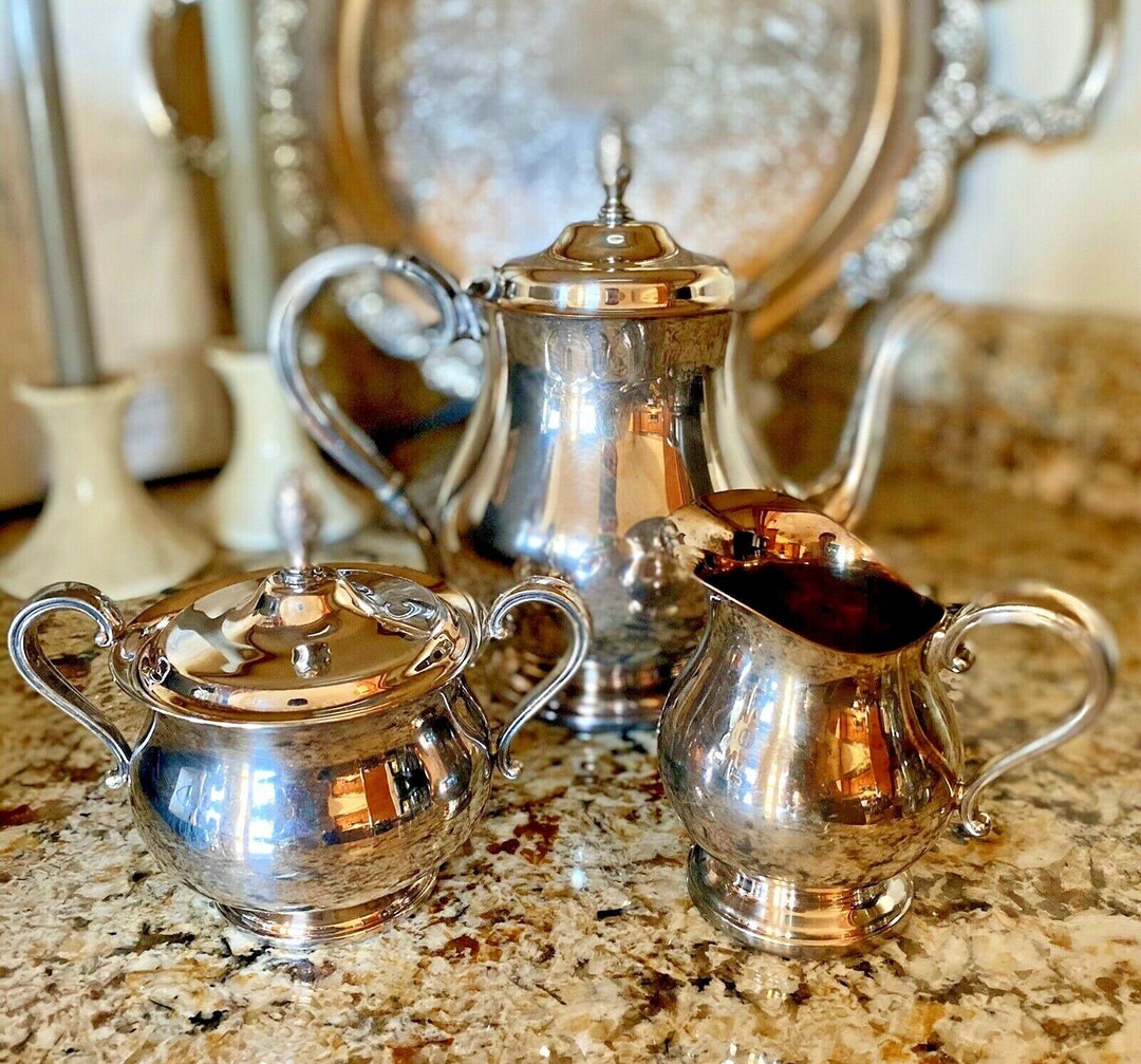 Vintage Gorham Newport Silver Plate Tea Set Coffee Pot, Tea Pot, Sugar ...