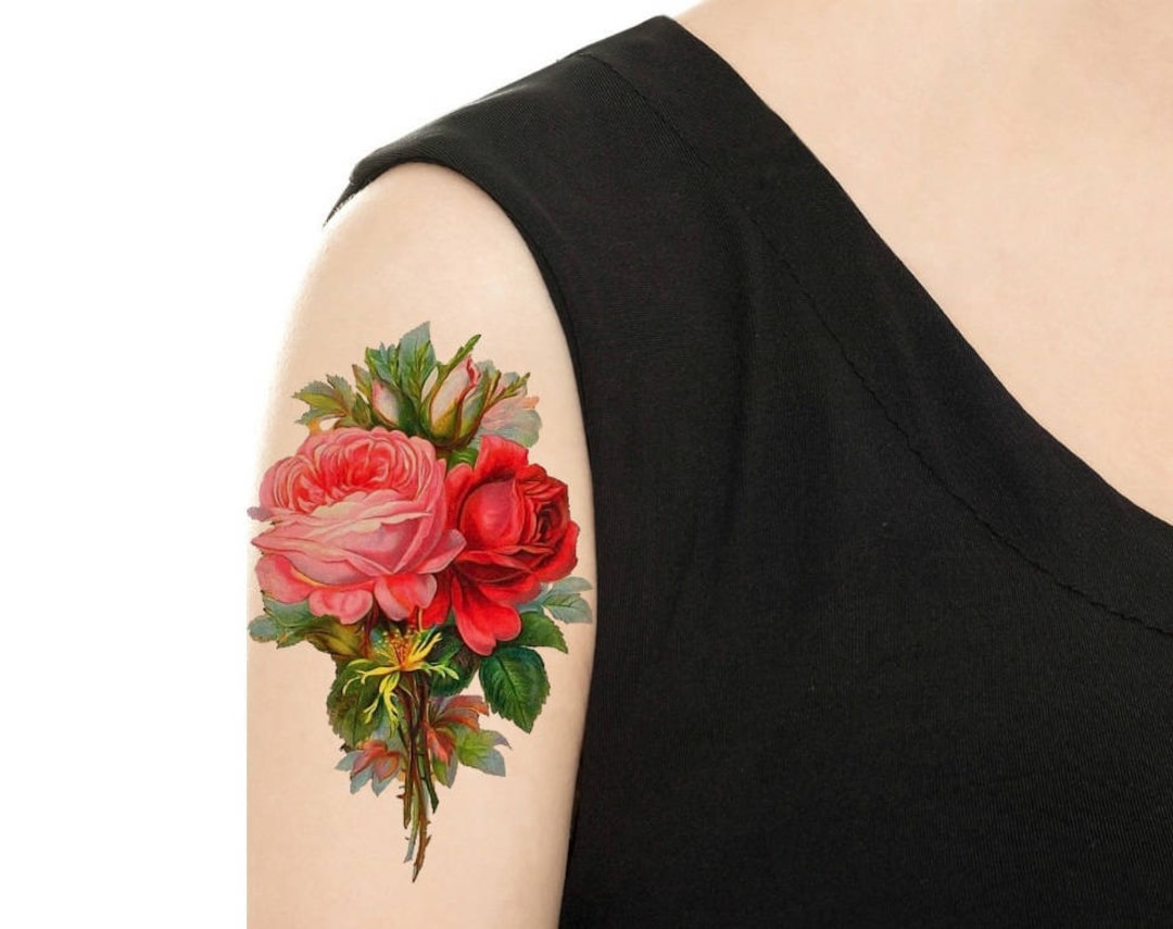 Temporary Tattoo - Vintage Roses / Flower Tattoo - Various Patterns and ...