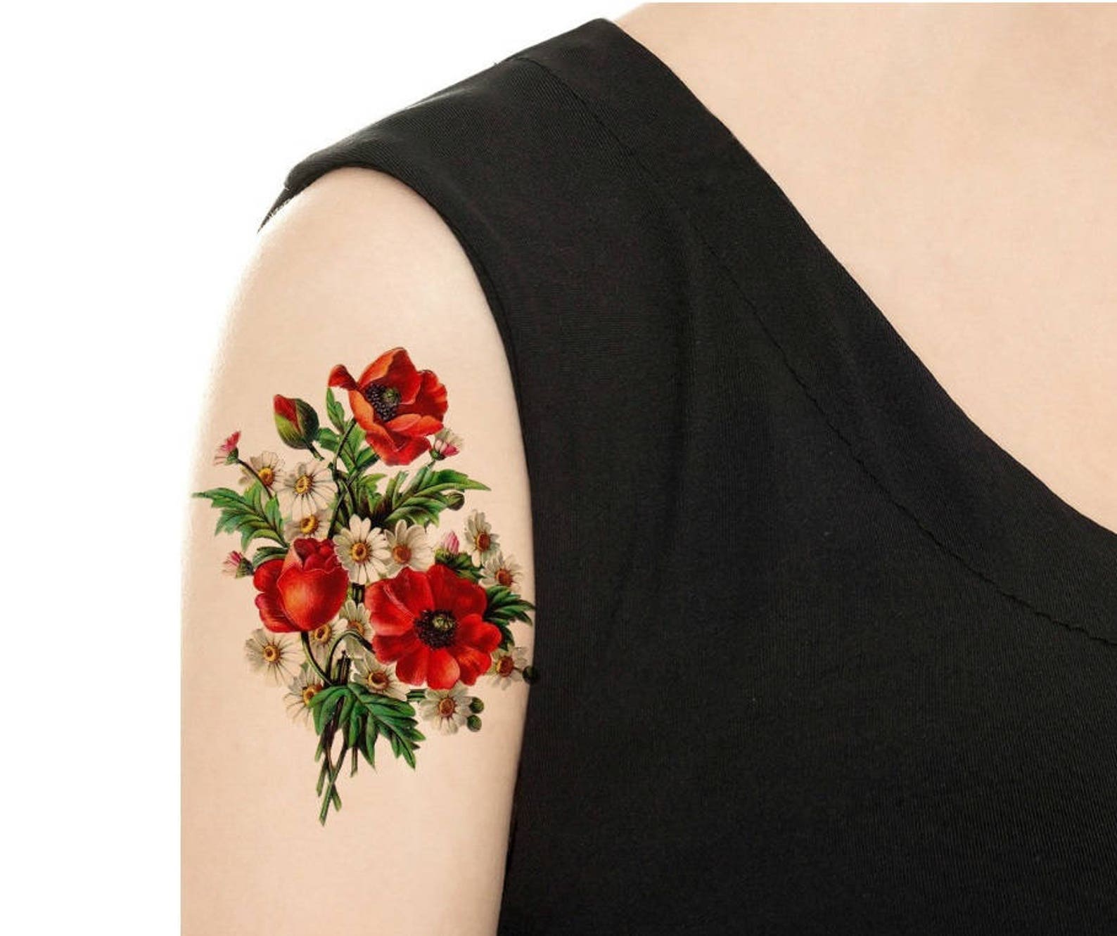 Temporary Tattoo - Multi Flower Vintage Tattoo / Lily of the Valley ...