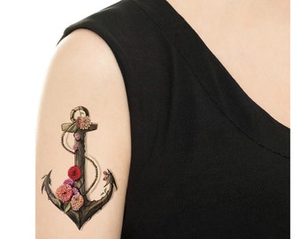 Temporary Tattoo Flower Anchor Various Patterns and Sizes - Etsy