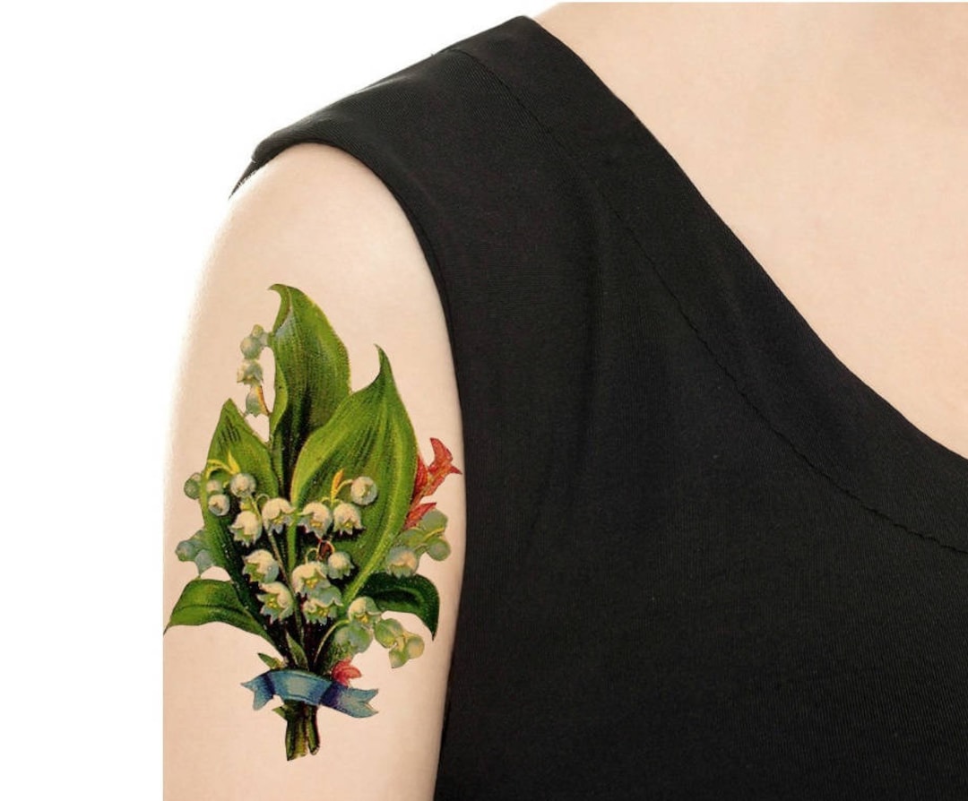 Temporary Tattoo - Multi Flower Vintage Tattoo / Lily of the Valley ...